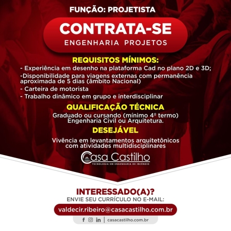 AREA - Contrata-se Projetista